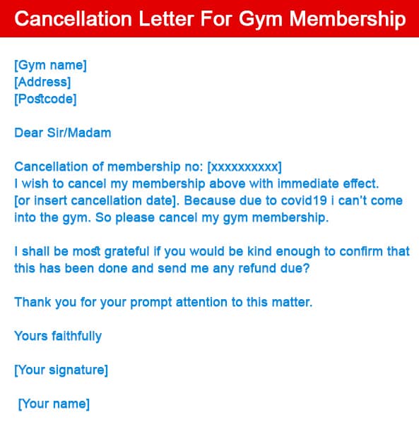3 Cancellation Letter For Gym Membership Sample Letters 